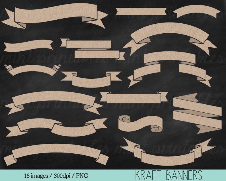 Clipart Banners Digital Kraft Banner Clip Art Digital - Etsy