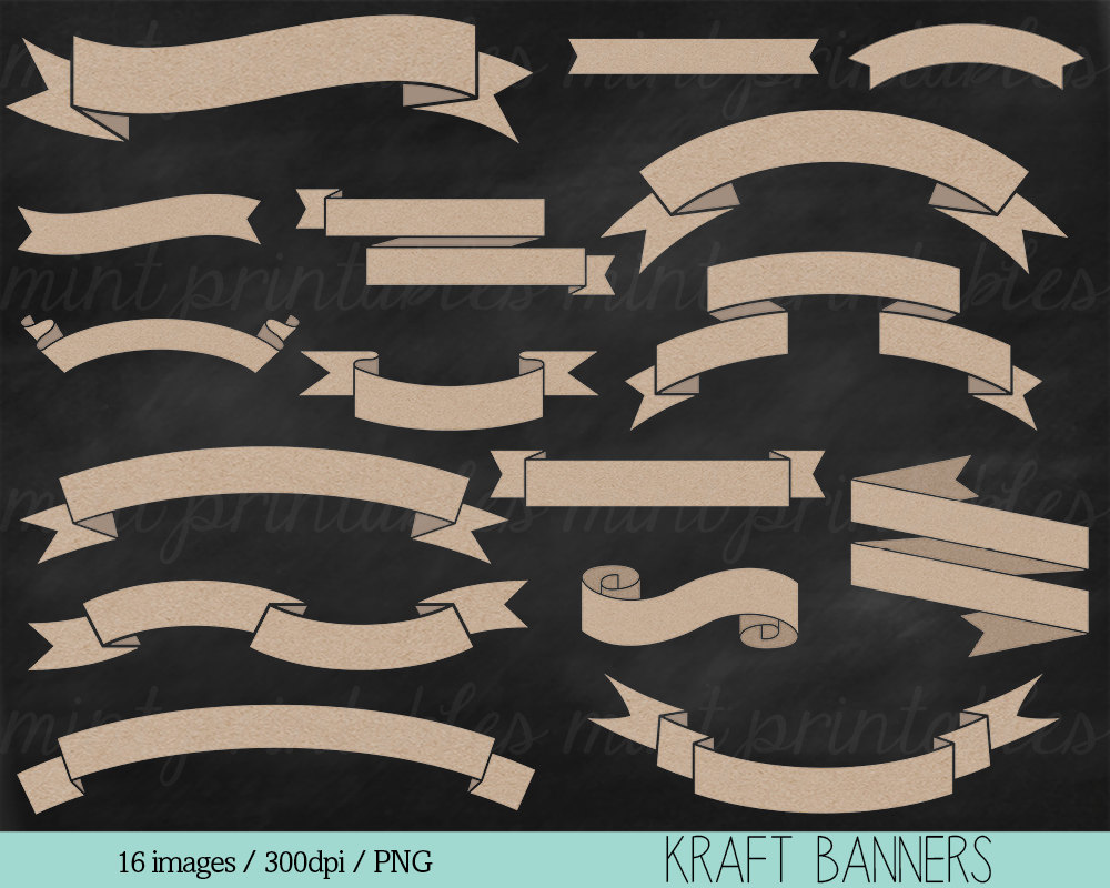 Clipart Banners Digital Kraft Banner Clip Art Digital - Etsy