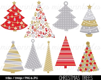 Christmas Clipart, Christmas Tree Clip Art, Christmas Trees, Ornaments ...