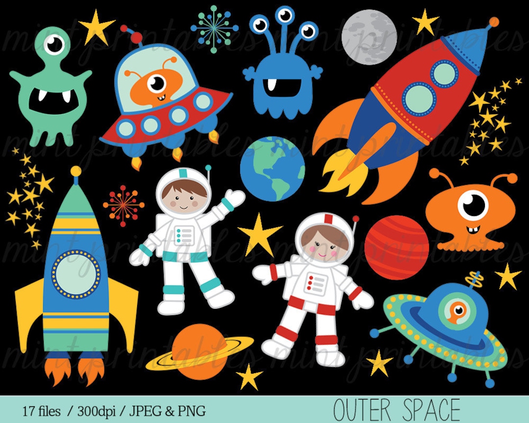 Space Clipart, Rocket Clipart, Spaceship Rocketship Astronaut Alien ...