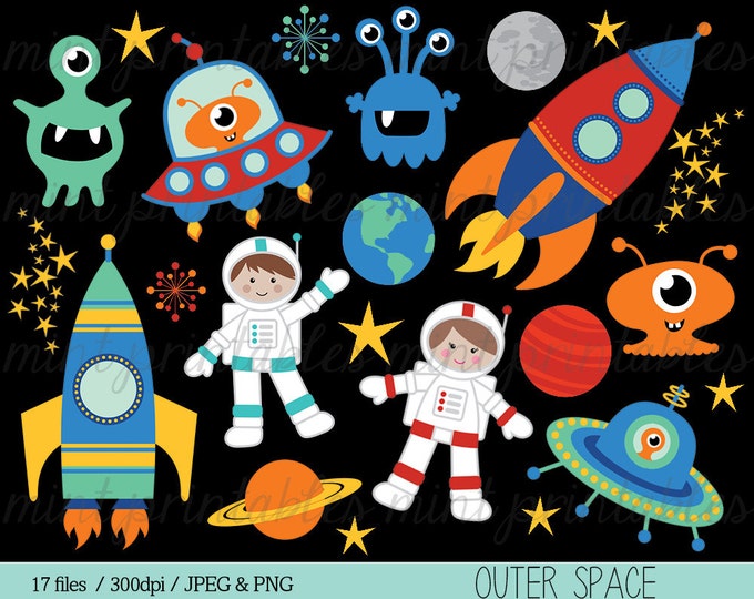 Space Clipart Rocket Clipart Spaceship Rocketship Astronaut - Etsy