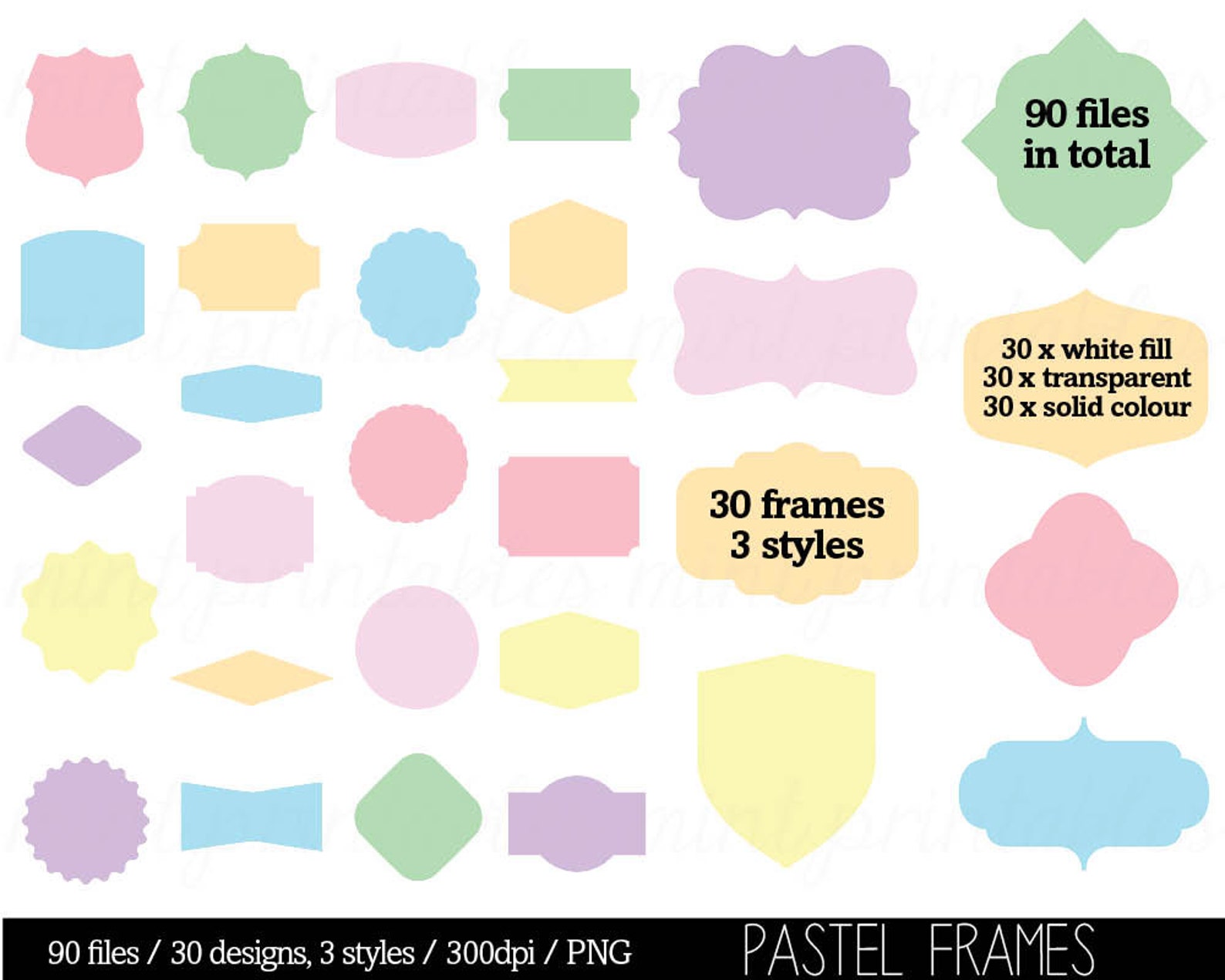 Rainbow Pastel Frame Border Clip Art Clipart Colored Coloured | Etsy