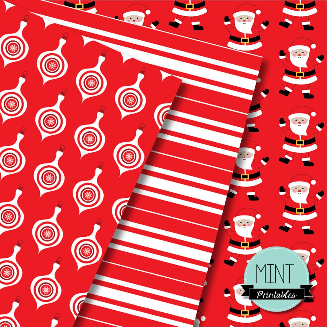 Christmas Digital Paper Christmas Scrapbooking Paper Red | Etsy