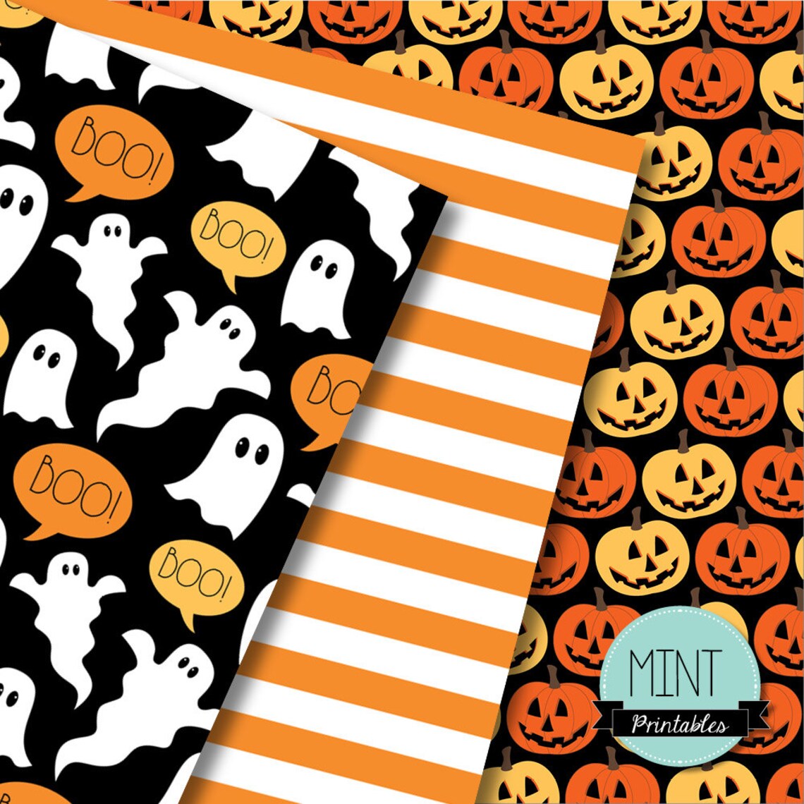 Halloween Scrapbooking Paper Digital Paper Patterned Paper - Etsy
