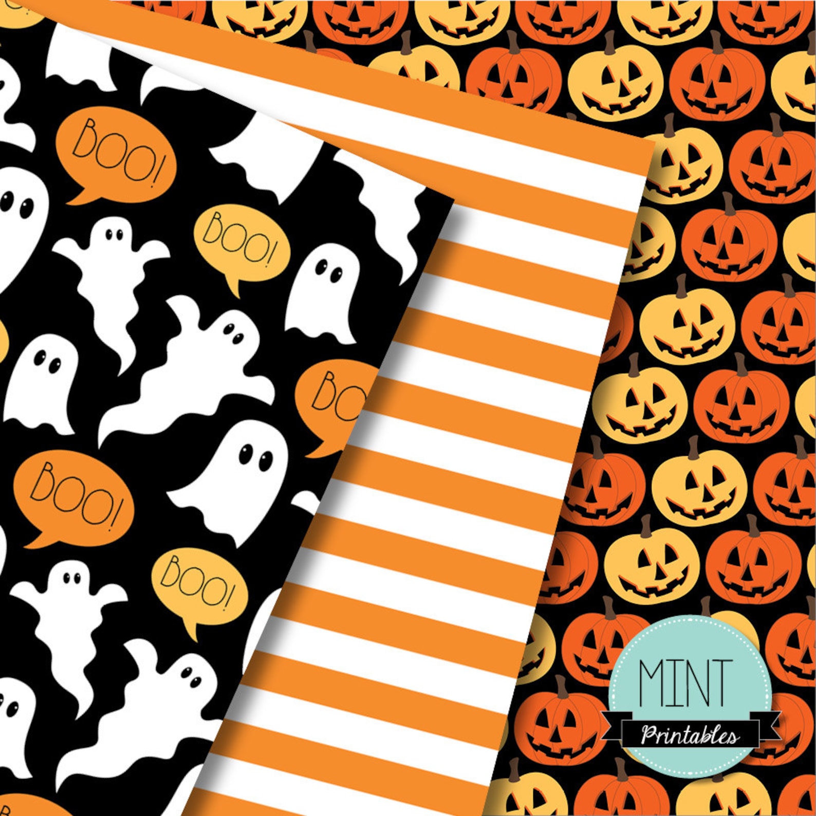 Halloween Scrapbooking Paper Digital Paper Patterned Paper - Etsy