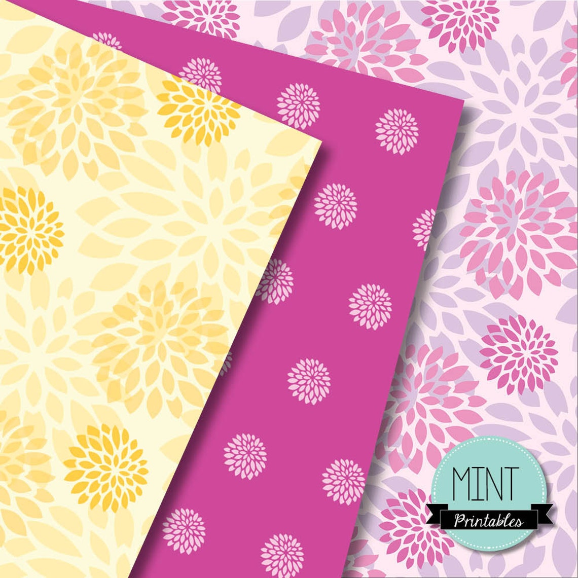 Scrapbooking Paper Digital Paper Flowers Flower Floral | Etsy