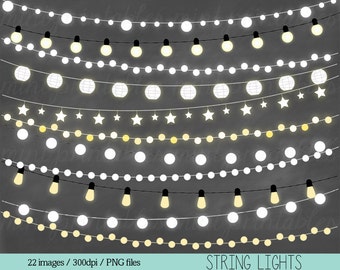 Fairy Lights Clipart, String Lights Clip Art, Christmas Lights, Colored ...