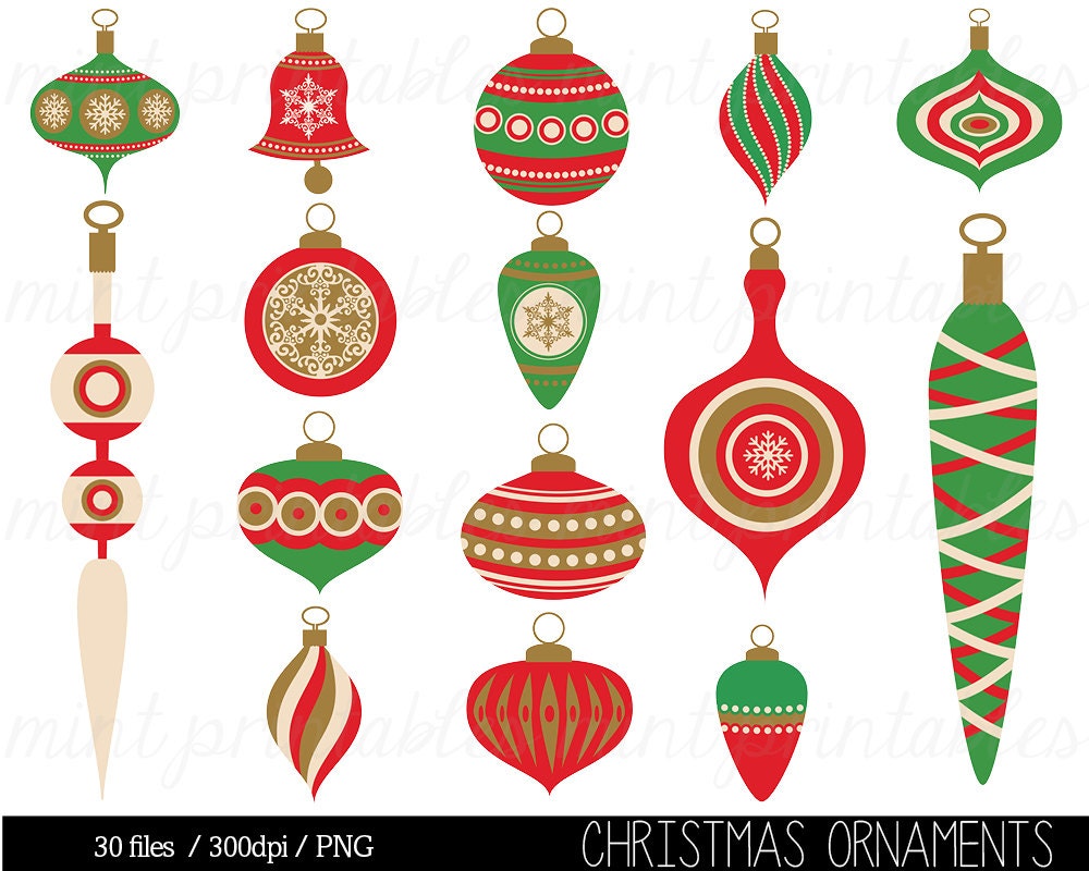 Christmas Clipart, Christmas Decoration Ornament Balls Hanging Baubles ...