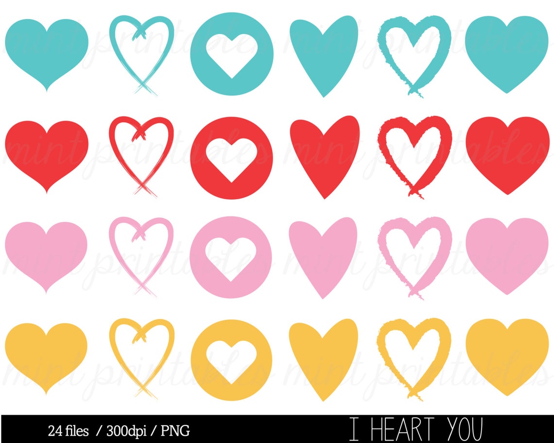 Heart Clipart Love Hearts Clip Art Valentine Clipart - Etsy