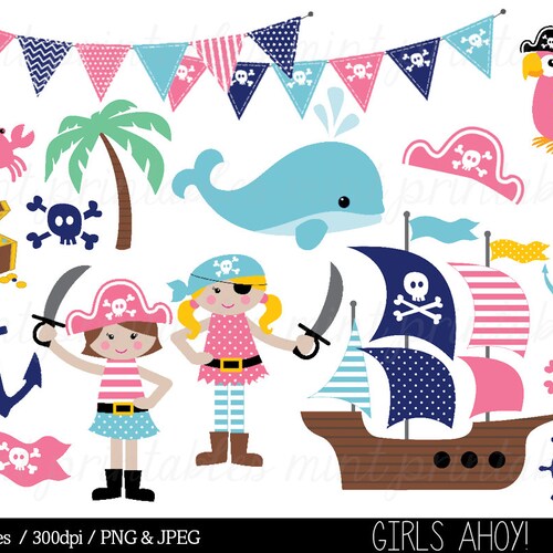 Pirate Girls Clip Art Set - Etsy