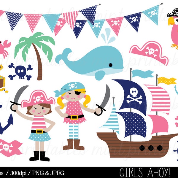 Pink Pirate Clipart - Etsy