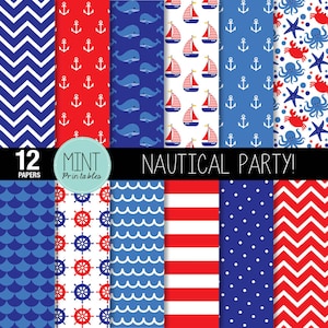 Nautical Scrapbooking Paper, Digital Paper, Anchor Anchors Patterned ...