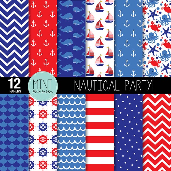Nautical Scrapbooking Paper Digital Paper Anchor Anchors | Etsy