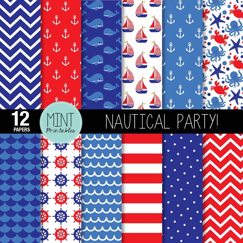Nautical Scrapbooking Paper Digital Paper Anchor Anchors - Etsy