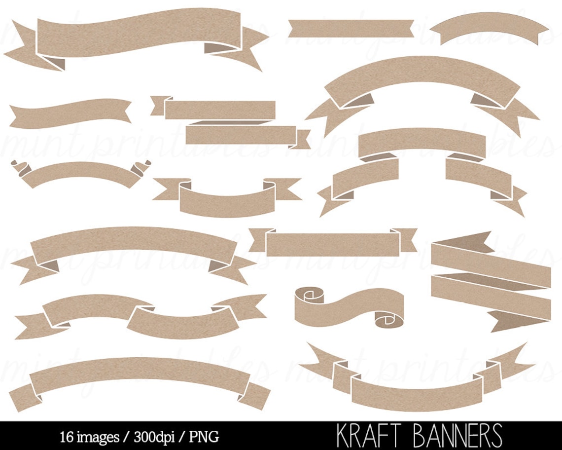 Clipart Banners Digital Kraft Banner Clip Art Digital - Etsy