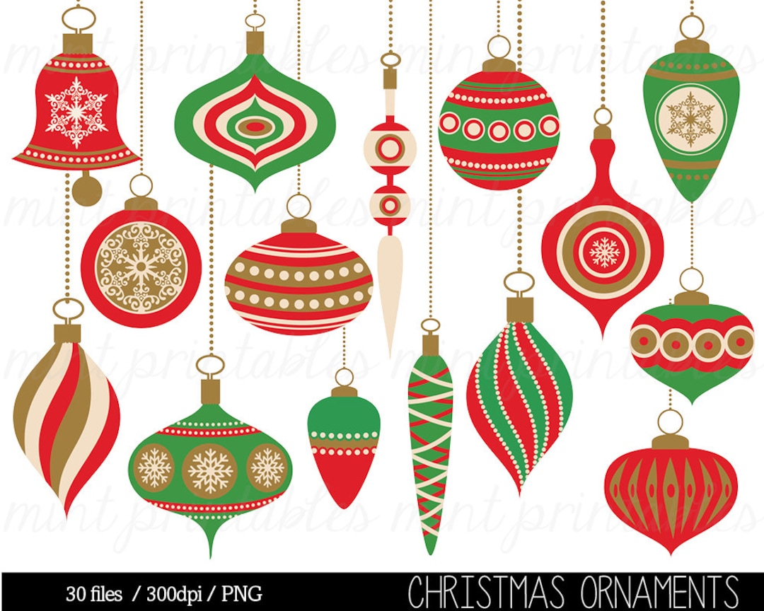 Christmas Clipart, Christmas Decoration Ornament Balls Hanging Baubles ...