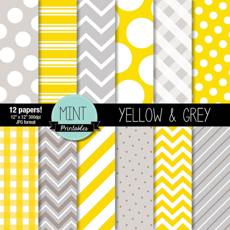 Chevron Yellow Gray - Etsy