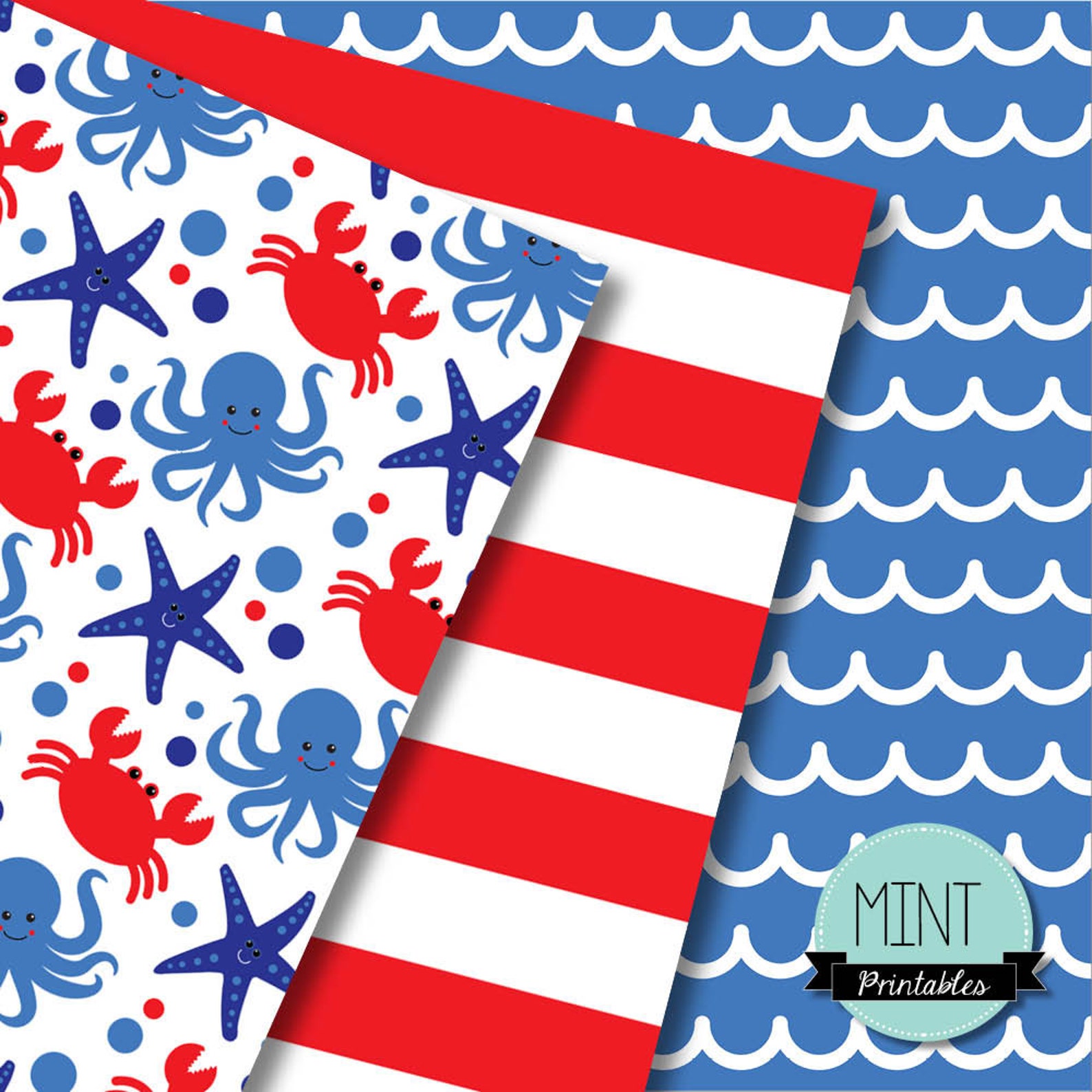 Nautical Scrapbooking Paper Digital Paper Anchor Anchors - Etsy