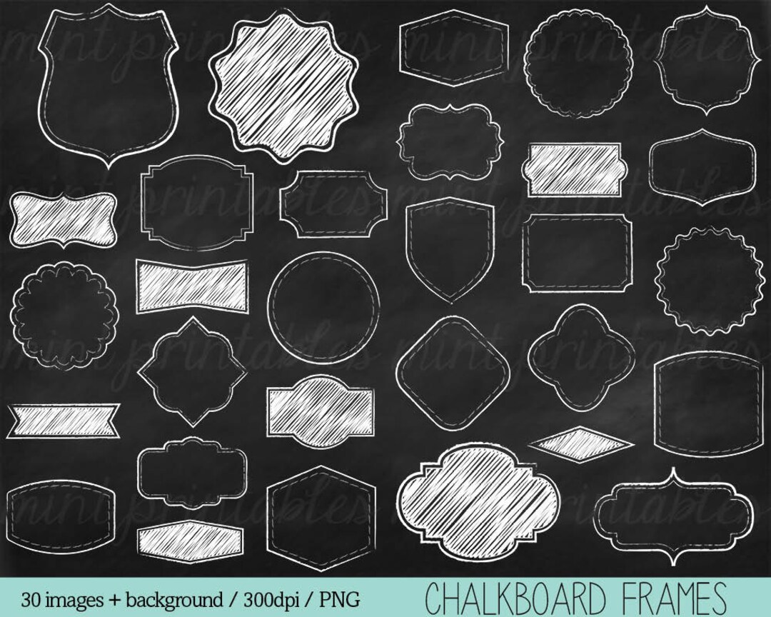 Chalkboard Frames Clipart, Chalk Clipart, Clip Art Borders, Chalk Board ...