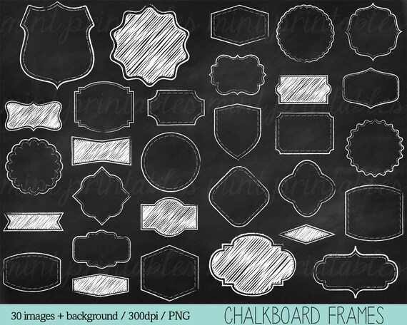 Chalkboard Frames Clipart Chalk Clipart Clip Art Borders | Etsy