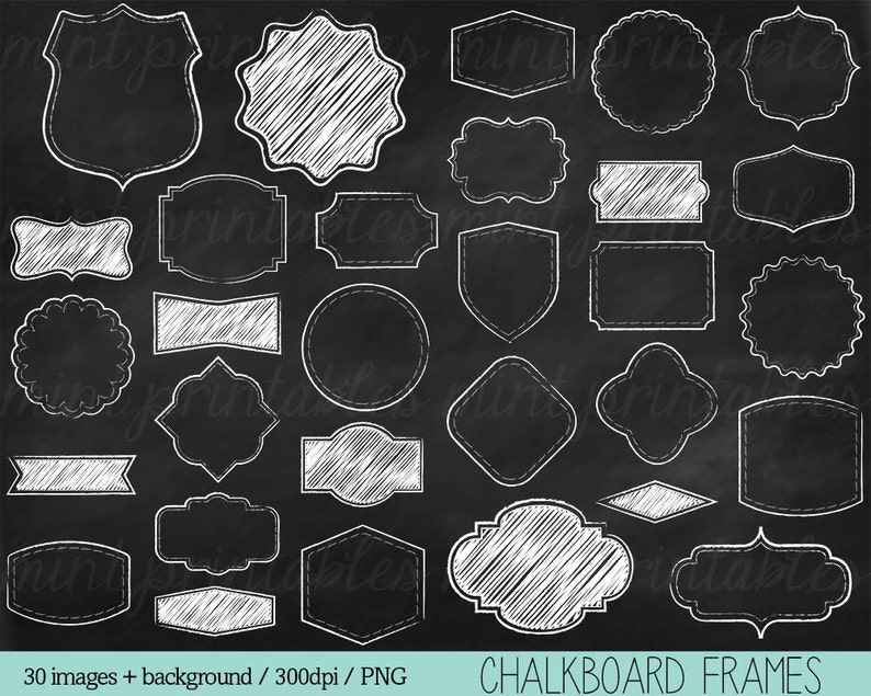 Chalkboard Frames Clipart Chalk Clipart Clip Art Borders | Etsy