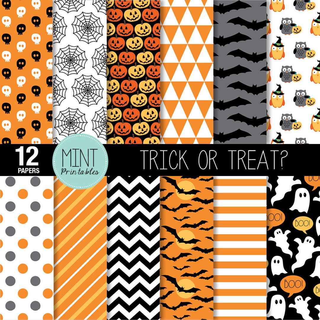 Halloween Scrapbooking Paper, Digital Paper, Patterned Paper, Printable ...