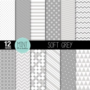 Grey Scrapbooking Paper, Digital Paper, Patterned Paper, Printable ...