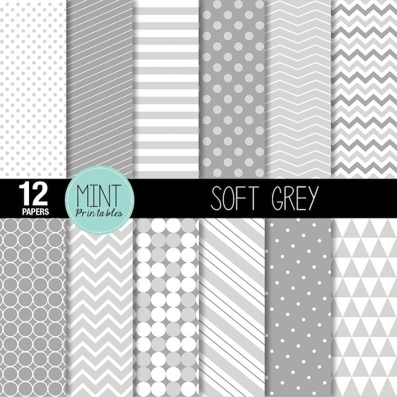 Grey Scrapbooking Paper Digital Paper Patterned Paper - Etsy