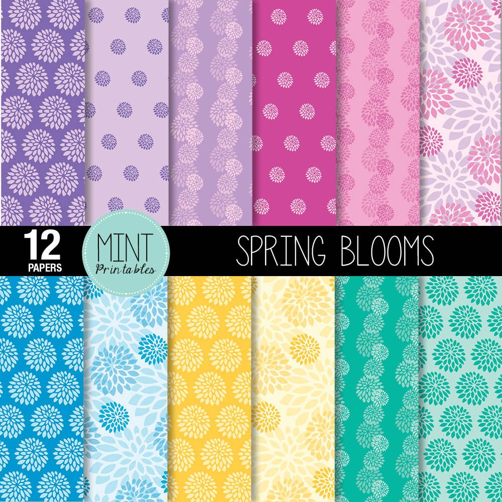 Scrapbooking Paper Digital Paper Flowers Flower Floral | Etsy