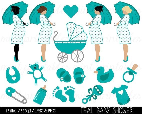 Blue Baby Shower Umbrella Clip Art