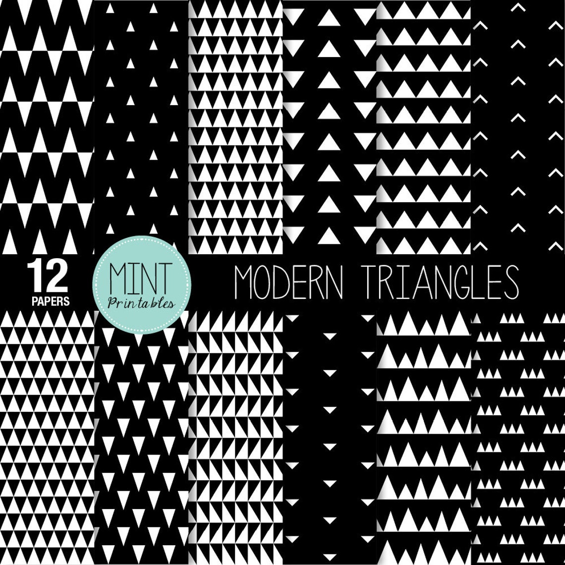 Black and White Geometric Triangles Scrapbooking Paper - Etsy