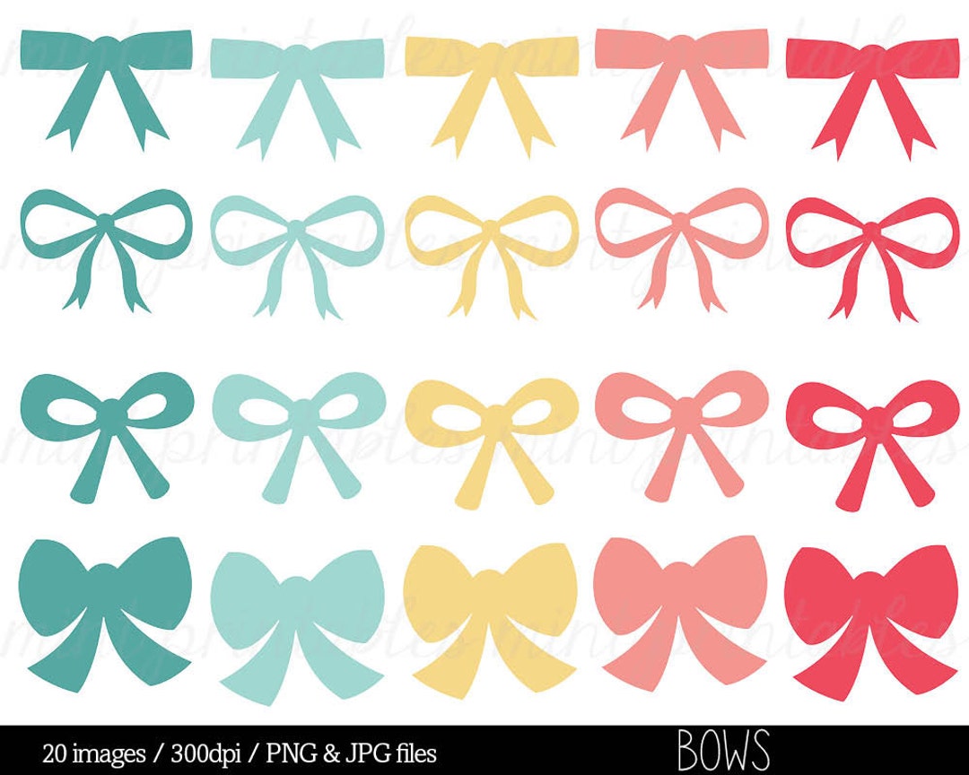 Digital Bow Clipart, Clip Art Bows, Ribbon, Pink Bow, Gift Bow, Digital ...