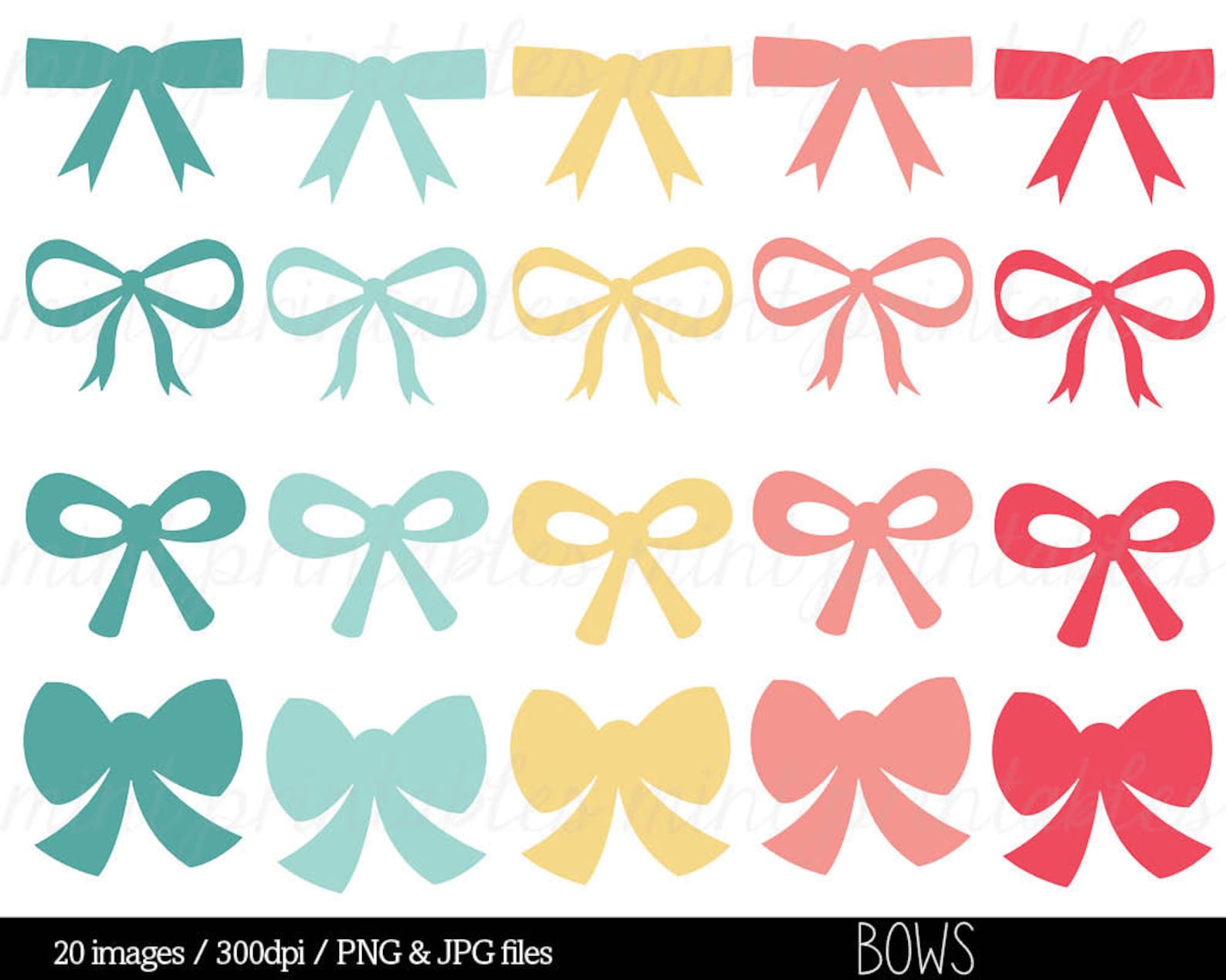 Digital Bow Clipart, Clip Art Bows, Ribbon, Pink Bow, Gift Bow, Digital ...