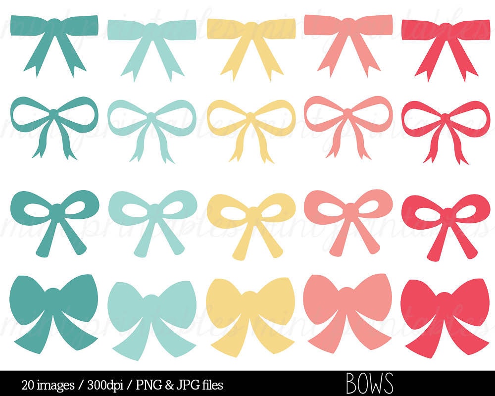 Digital Bow Clipart Clip Art Bows Ribbon Pink Bow Gift - Etsy