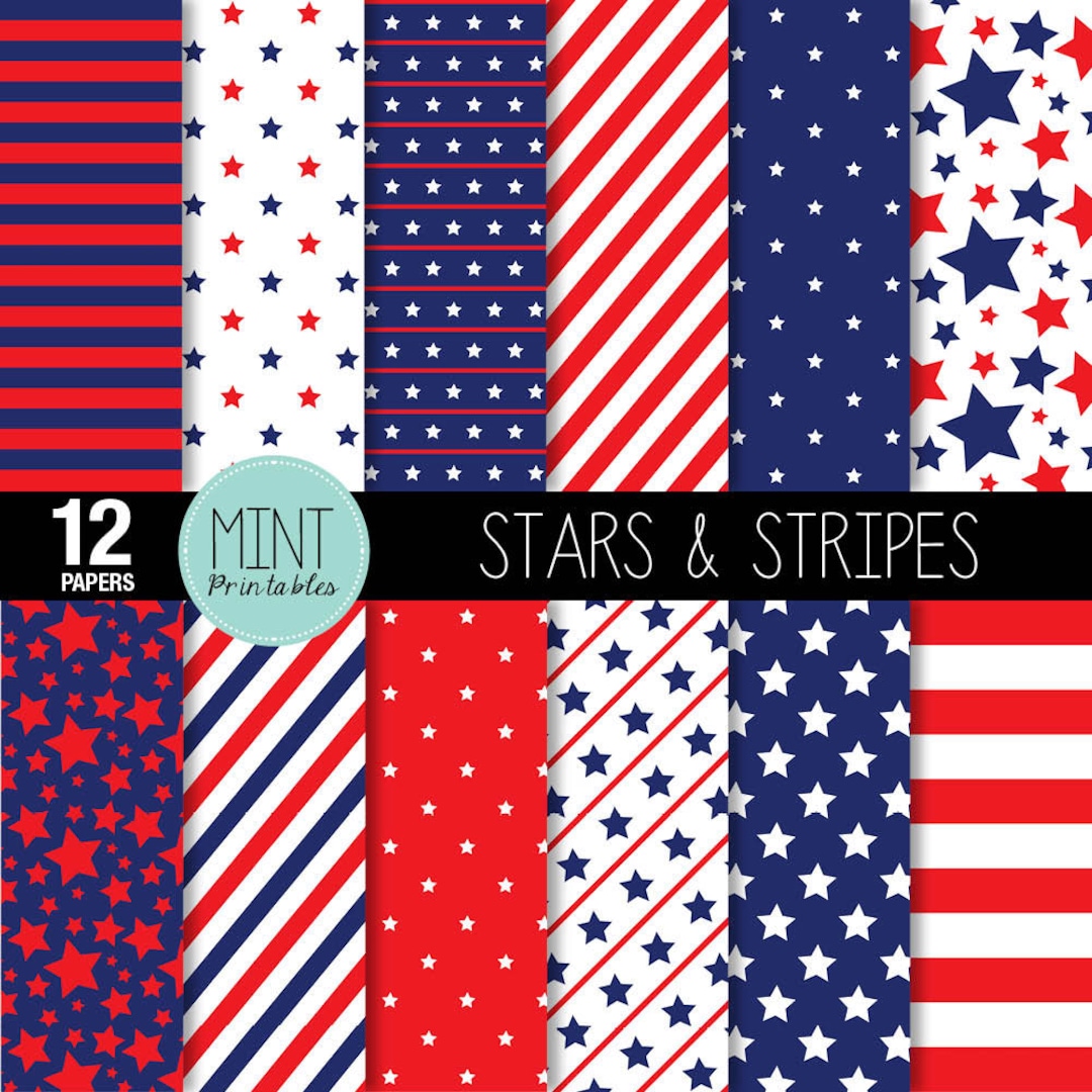 Digital Paper, Stars and Stripes Scrapbooking Papers, Patriotic ...