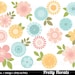 Flower Clipart Clip Art, Pink Flowers, Pastel Flowers, Retro Flowers ...