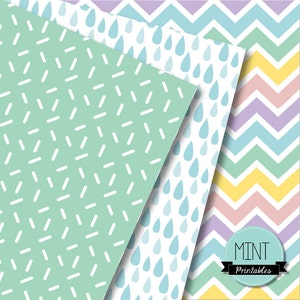 Pastel Baby Digital Paper, Pink Blue Mint Green Lilac Baby Shower ...