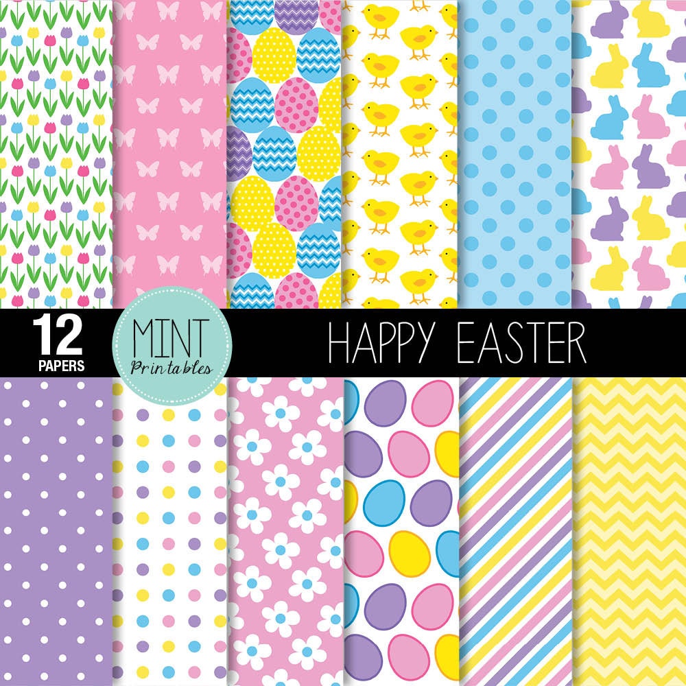 Easter Digital Paper Scrapbooking Paper Easter Eggs Easter - Etsy