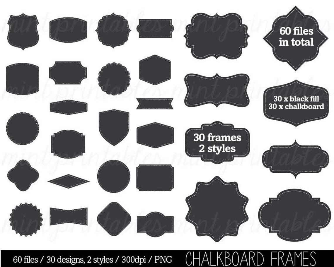 Chalkboard Frame Borders Clip Art Clipart Decorative Labels - Etsy