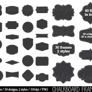 Chalkboard Frame Borders Clip Art Clipart, Decorative Labels, Tags ...