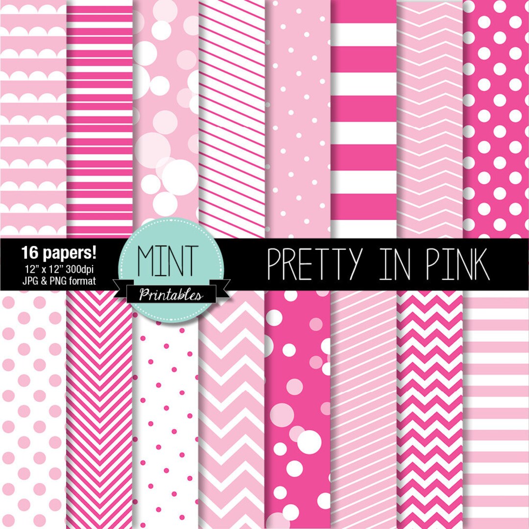 Pink Digital Paper, Scrapbooking Paper, Patterned, Printable, Baby ...