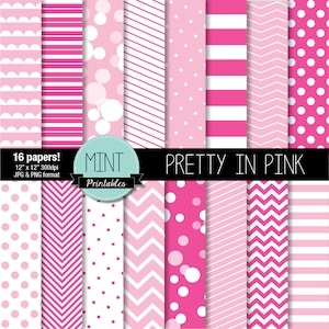 Pink Digital Paper, Scrapbooking Paper, Patterned, Printable, Baby ...