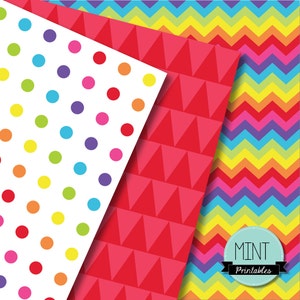 Rainbow Digital Paper, Bright Rainbow Colored Scrapbooking Paper ...