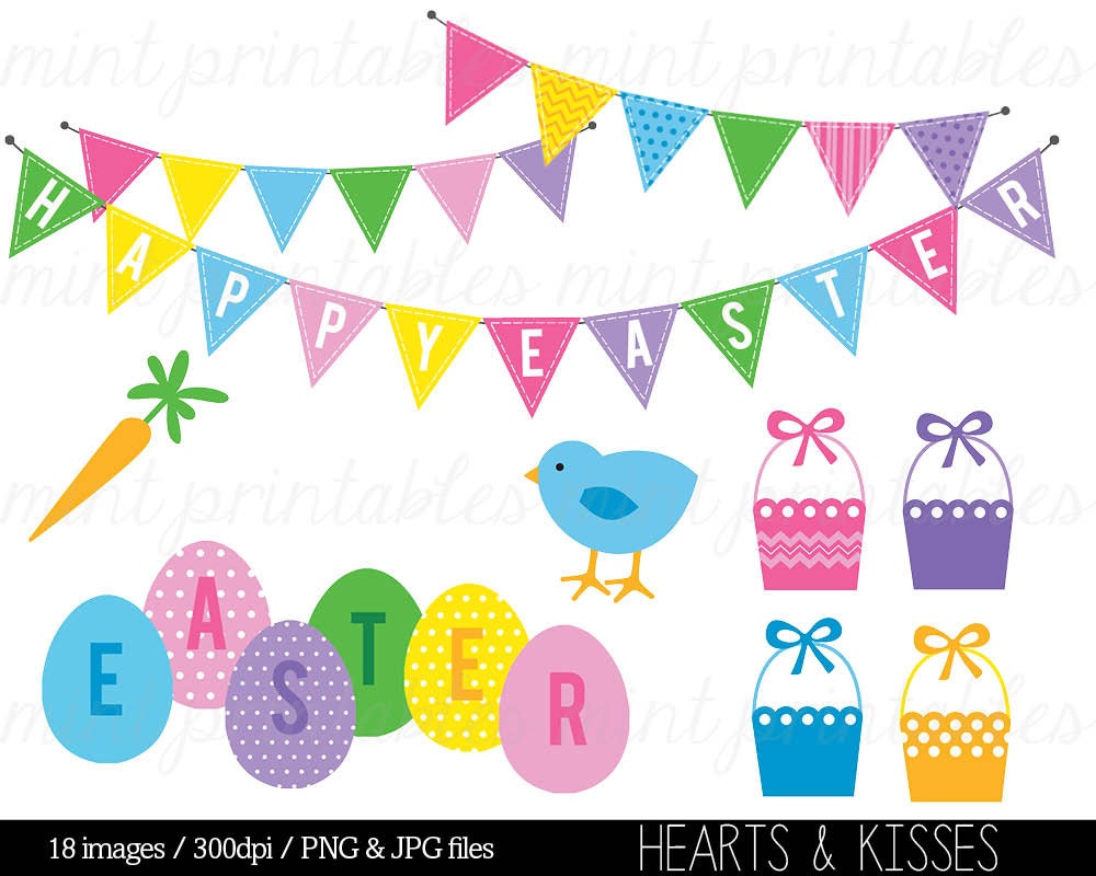 Easter Clipart Clip Art Easter Bunny Clipart Happy Easter - Etsy