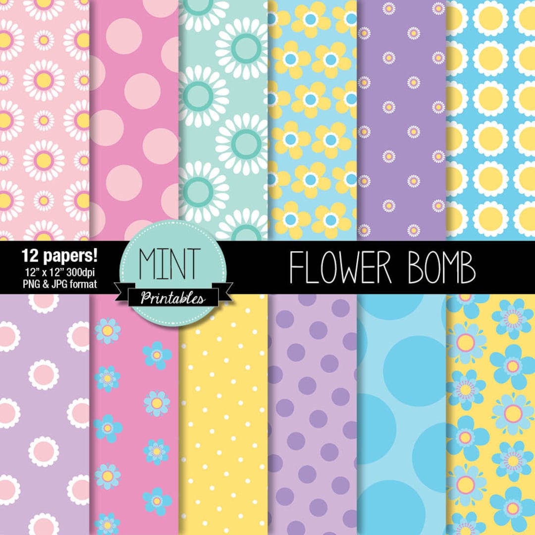 Floral Digital Paper, Spring Flower Printable Sheets, Pattern ...