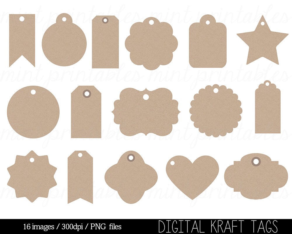 Kraft Paper Tags Digital Clipart Label Clip Art Swing Tag - Etsy