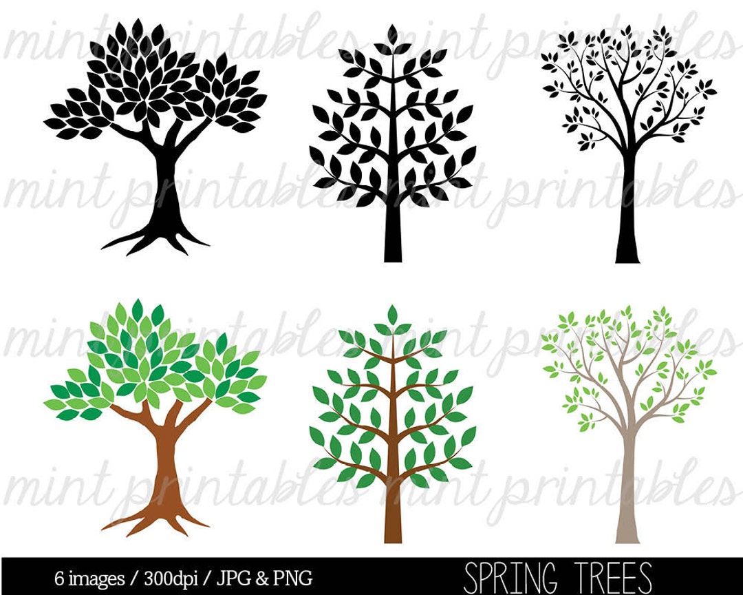 Tree Clipart, Tree Clip Art, Tree Silhouette Clipart Clip Art, Spring ...