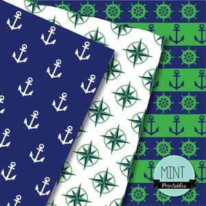 Nautical Scrapbooking Paper, Digital Paper, Anchor Anchors Patterned ...