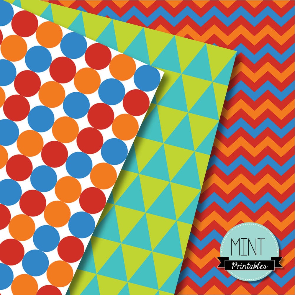 Digital Paper Birthday Party Invitation, Scrapbooking Papers, Patterned ...