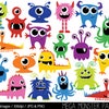 Monsters Clipart, Black and White, Monster Clip Art, Halloween, Boys ...